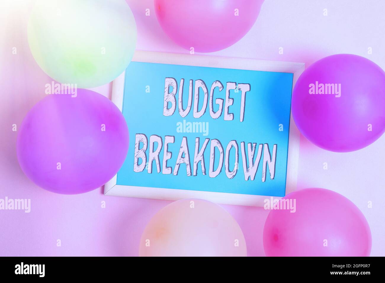 Sign displaying Budget Breakdown. Business showcase dividing the cost ...