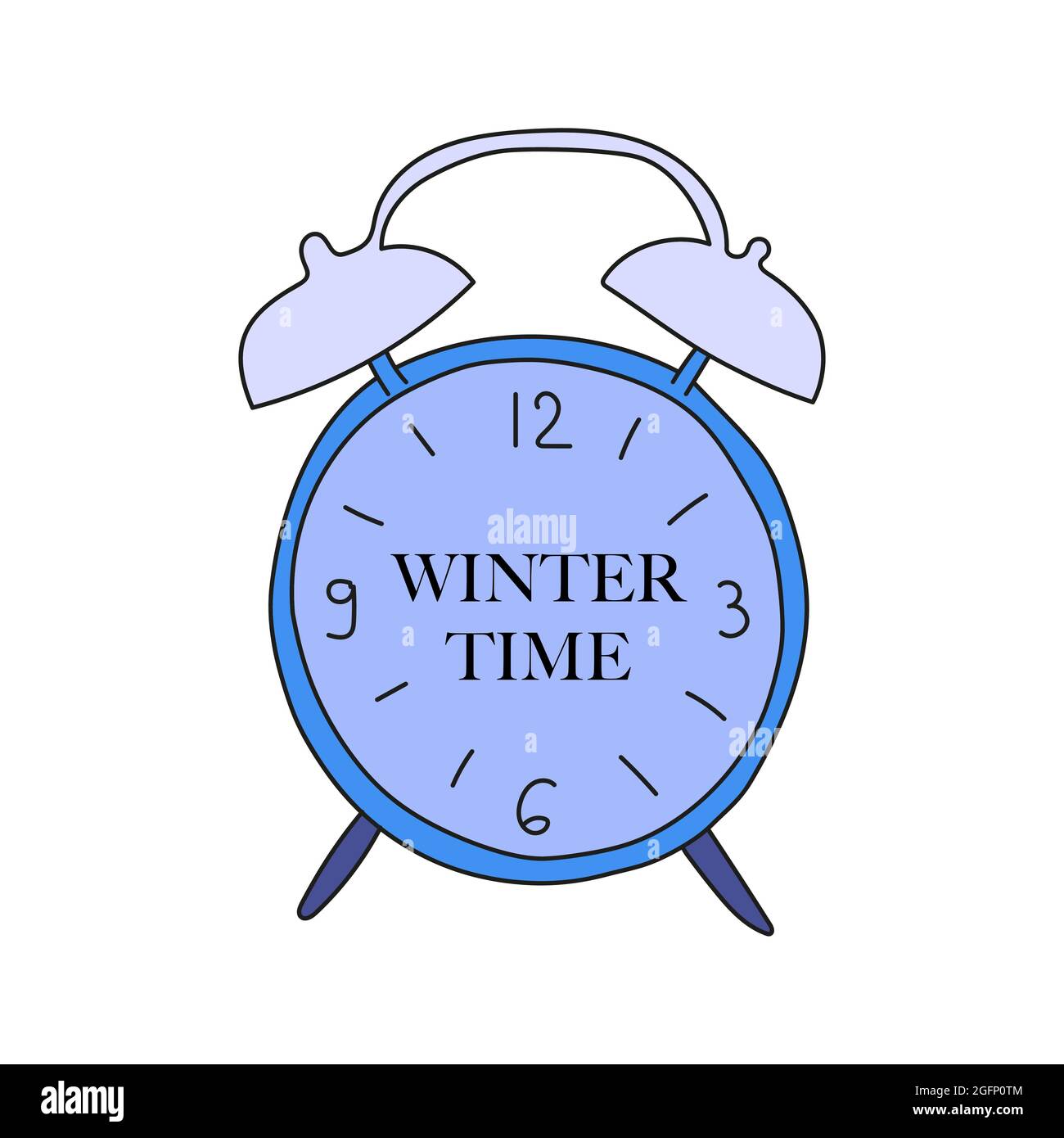 Colored clock with the inscription Winter time. Vector illustration ...