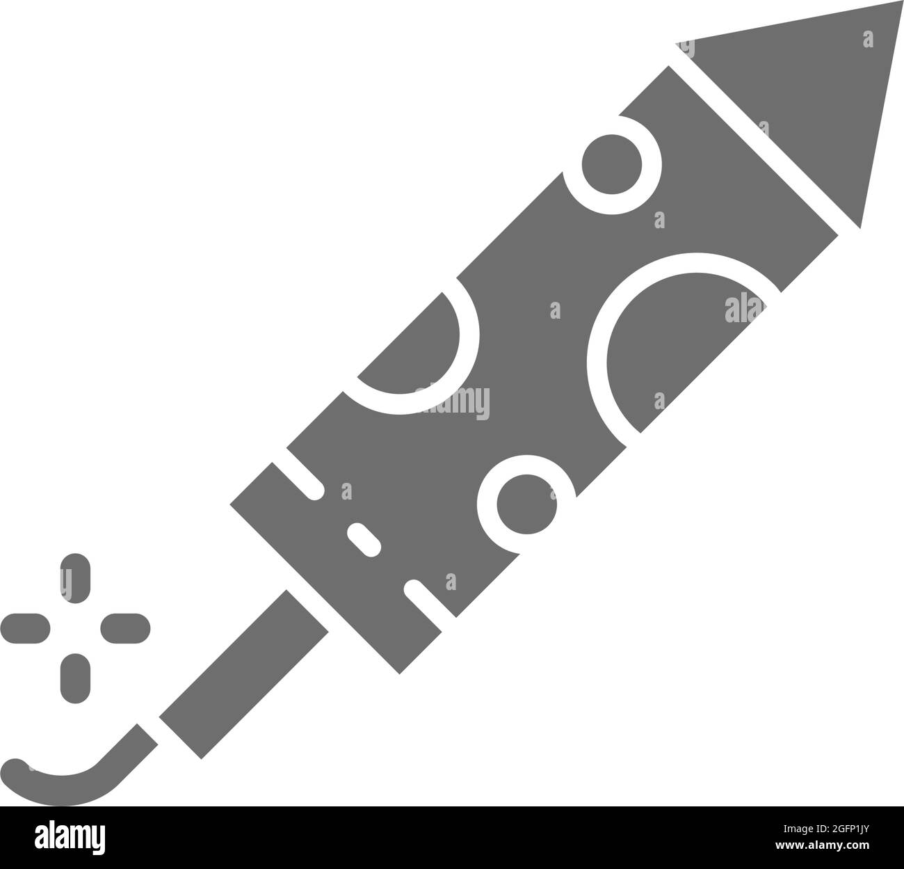 Firecracker, firework rocket grey icon. Isolated on white background ...