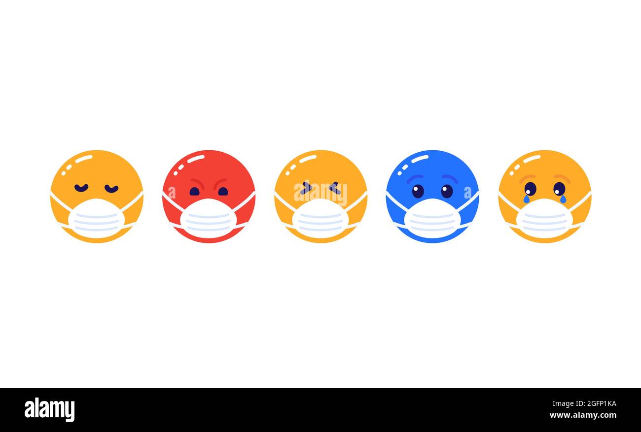 emoji in mask, emoticons vector icons Stock Vector Image & Art - Alamy