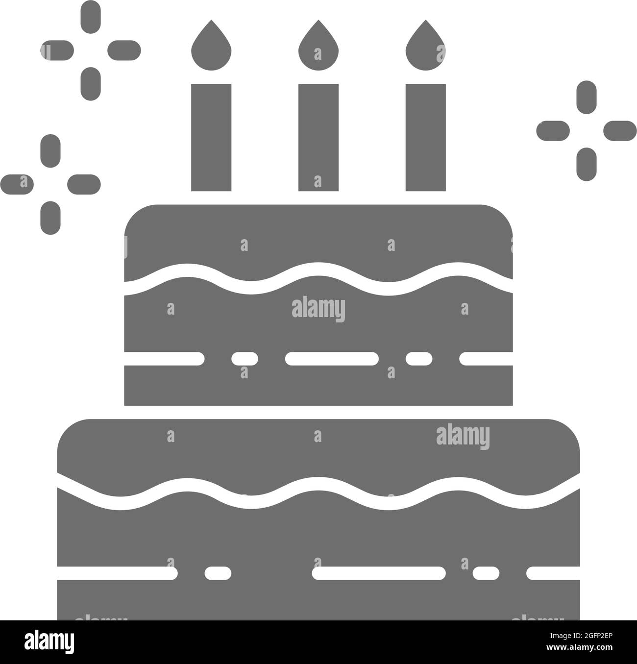 Birthday cake, holiday torte, sweet grey icon Stock Vector Image & Art ...