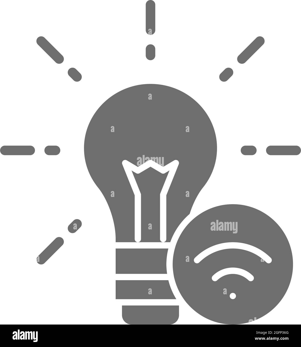 Innovation, light bulb with wifi, idea grey icon Stock Vector Image ...