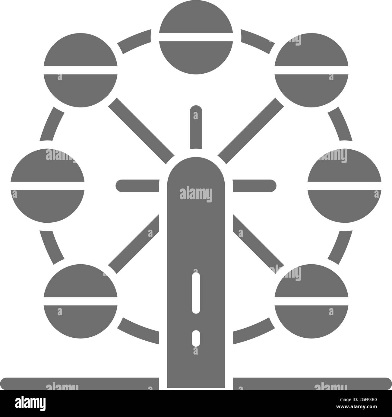 Vector ferris wheel, kids attraction grey icon Stock Vector Image & Art ...