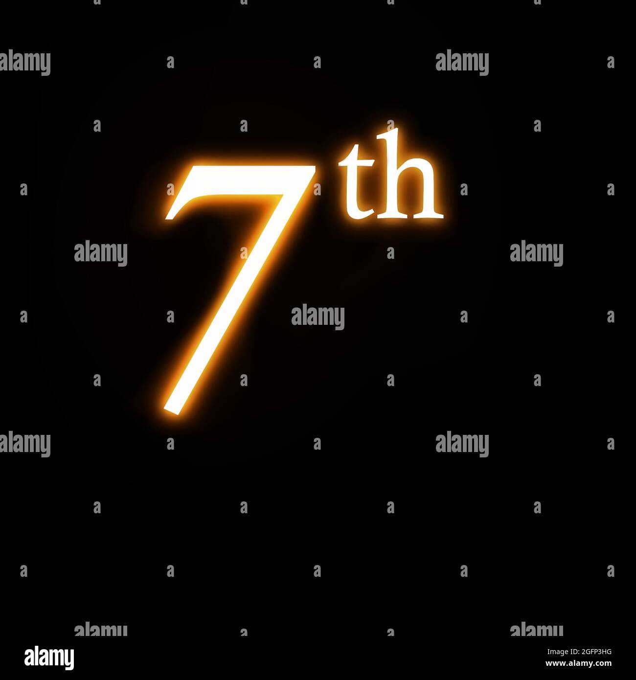 Illustration "7th", a shiny number on a black background Stock Photo ...