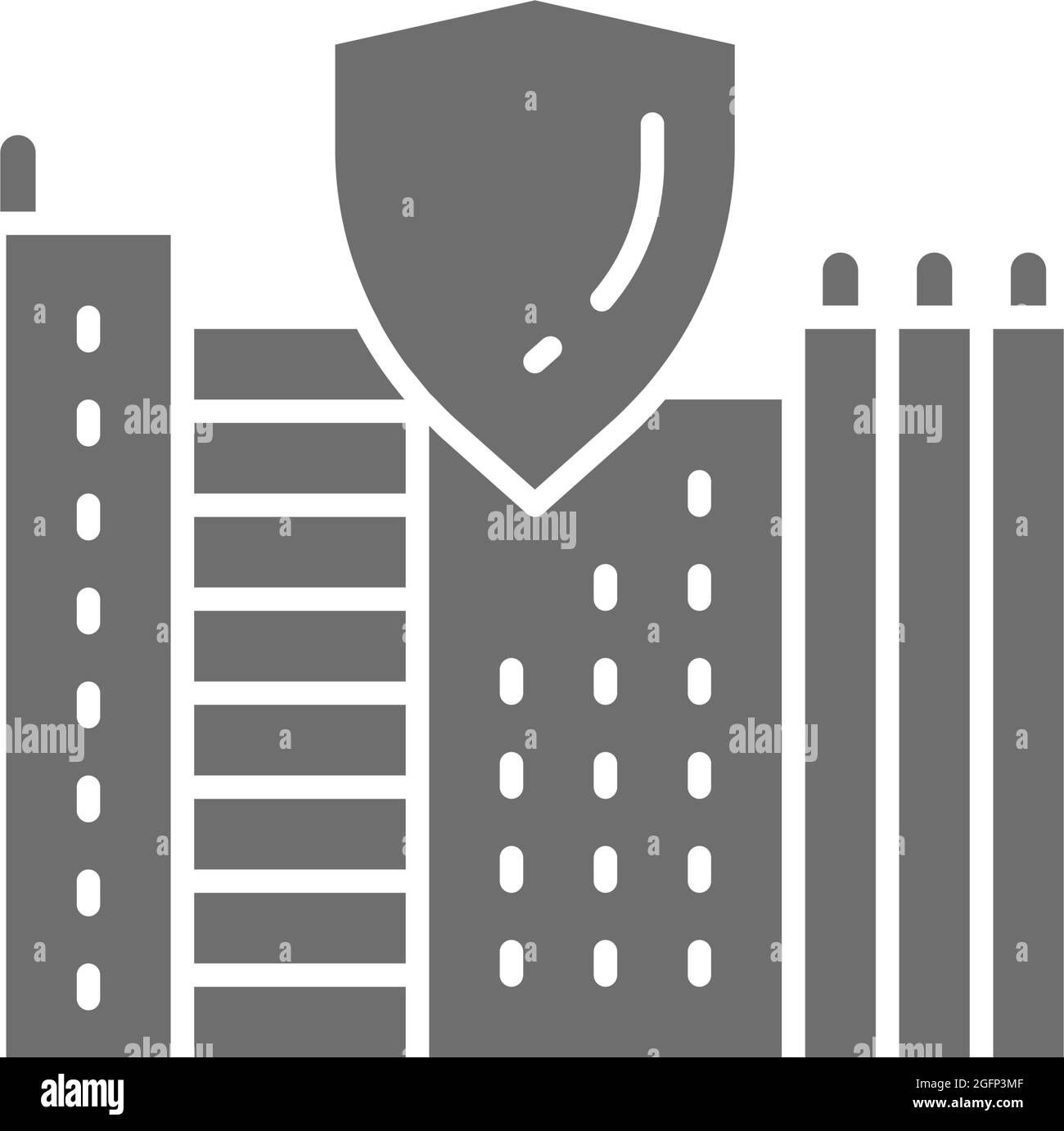 Safe city, town with shield, secure grey icon Stock Vector Image & Art ...