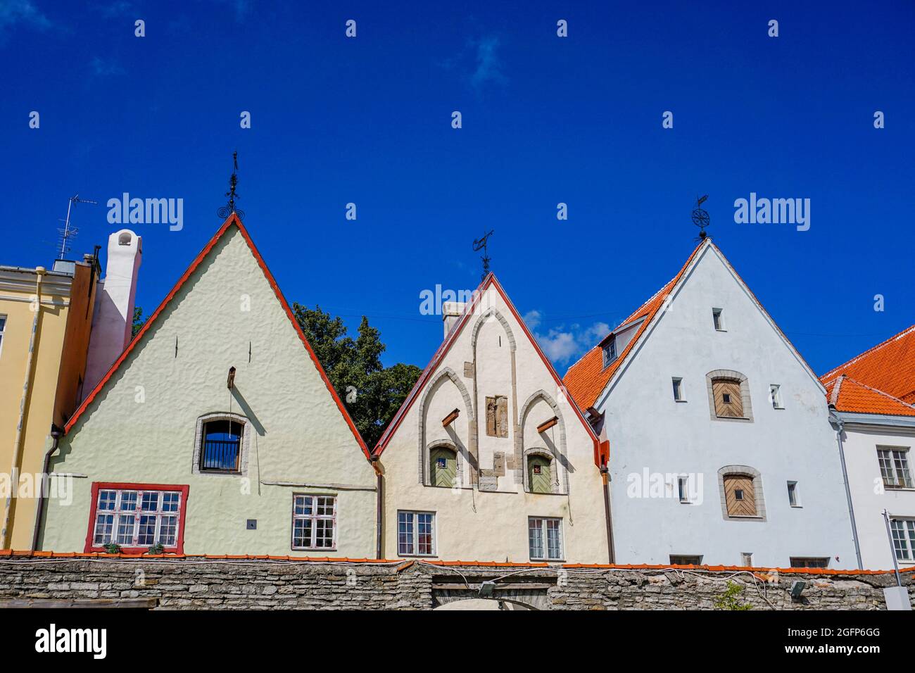 Tallinn, Estonia: 6 August, 2021: historic old buildings in the old ...