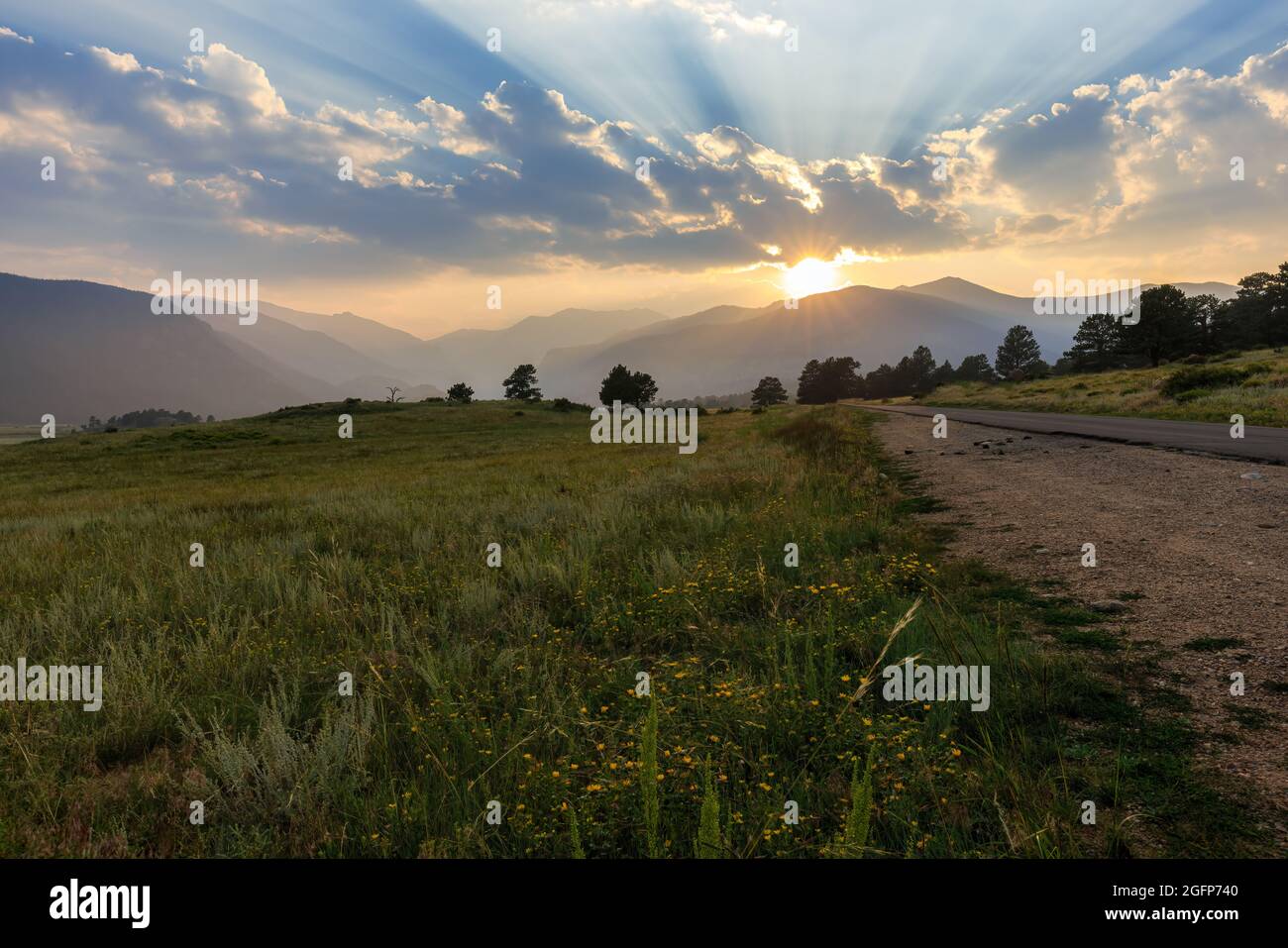 Colorful Sunset in Rocky Mountains National Park in Colorado, USA Stock ...
