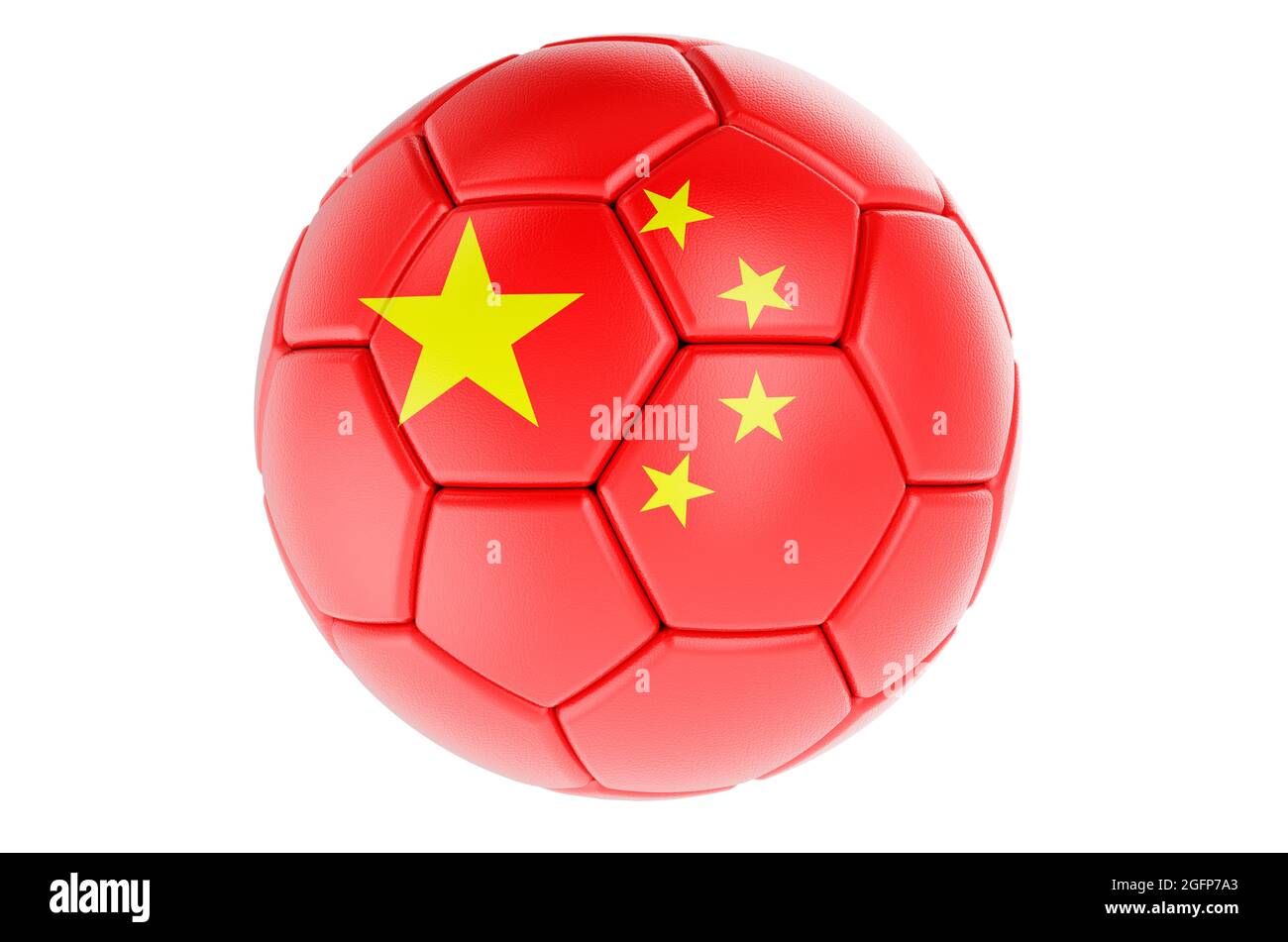 Soccer ball or football ball with Chinese flag, 3D rendering isolated ...