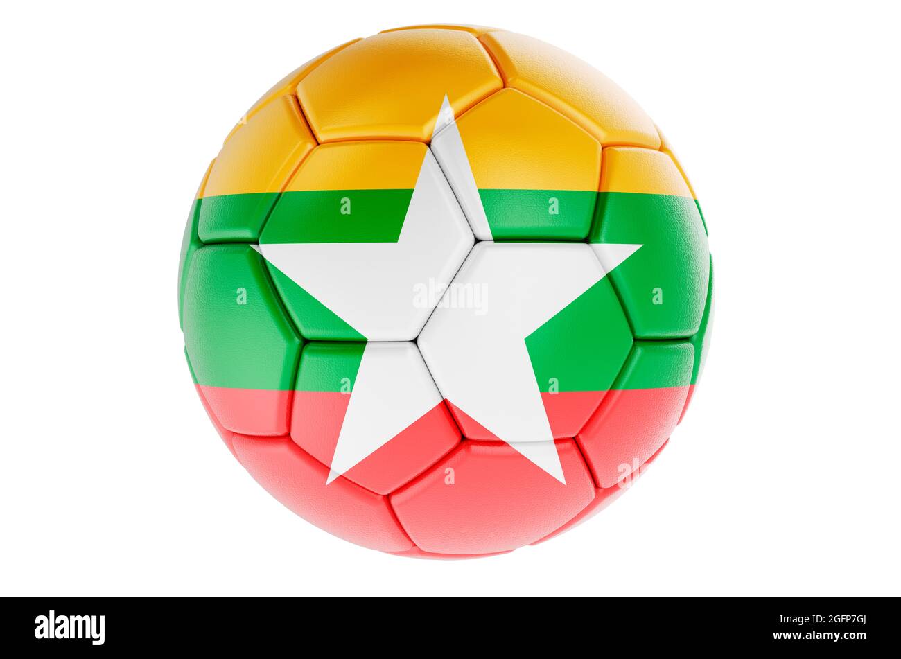 Soccer ball or football ball with Myanmar flag, 3D rendering isolated ...