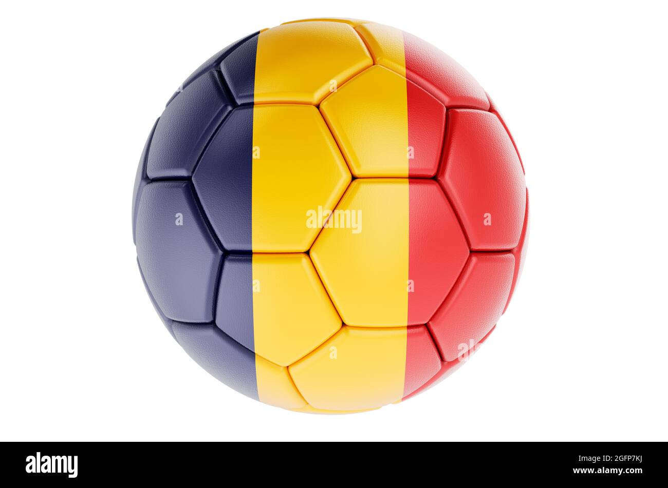 Soccer ball or football ball with Romanian flag, 3D rendering isolated ...