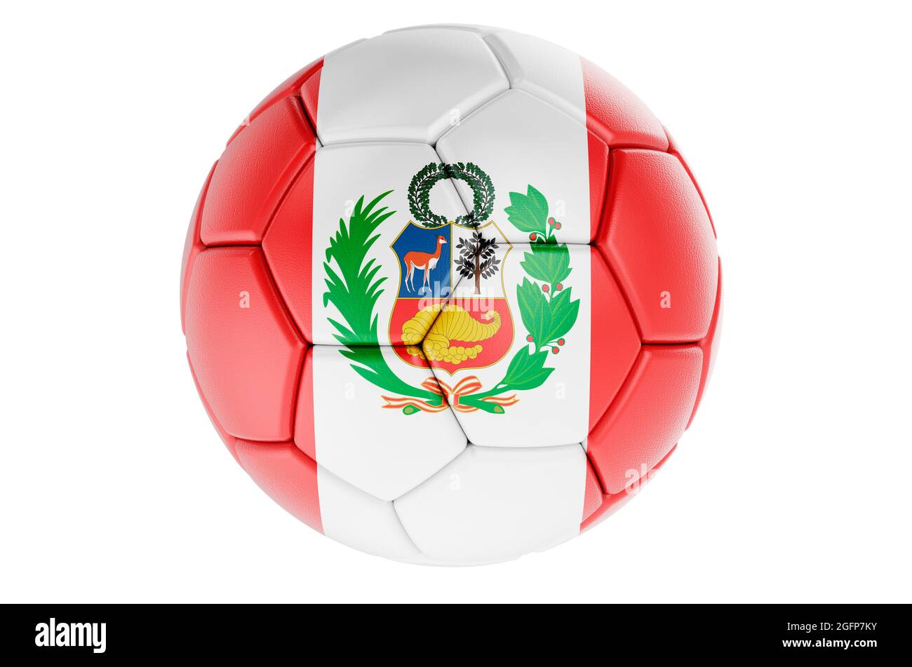 Soccer ball or football ball with Peruvian flag, 3D rendering isolated ...
