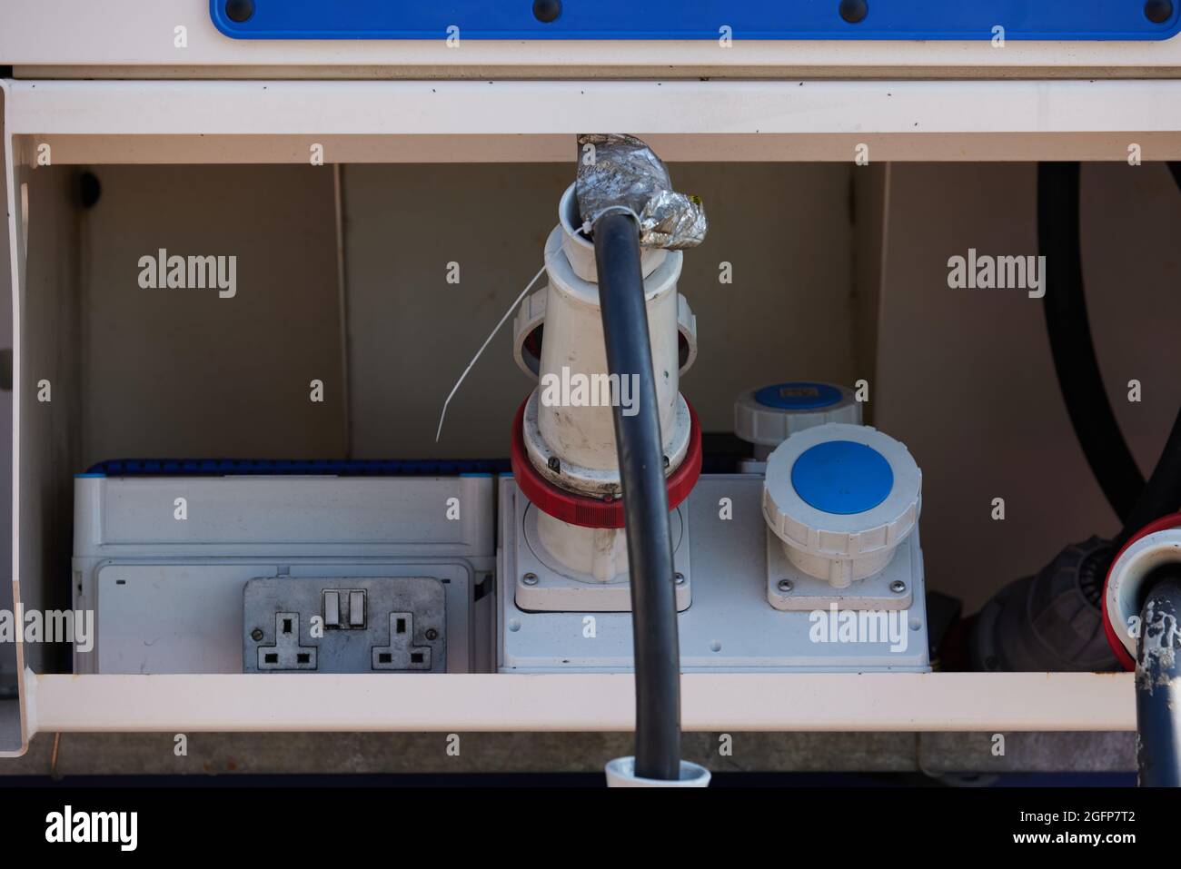 Close-up of generator with electrical inlets and outlets Stock Photo ...