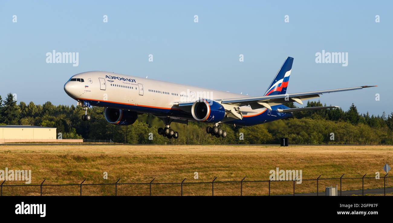 Everett, WA, USA - August 23, 2021; Boeing 777-300ER in livery of ...