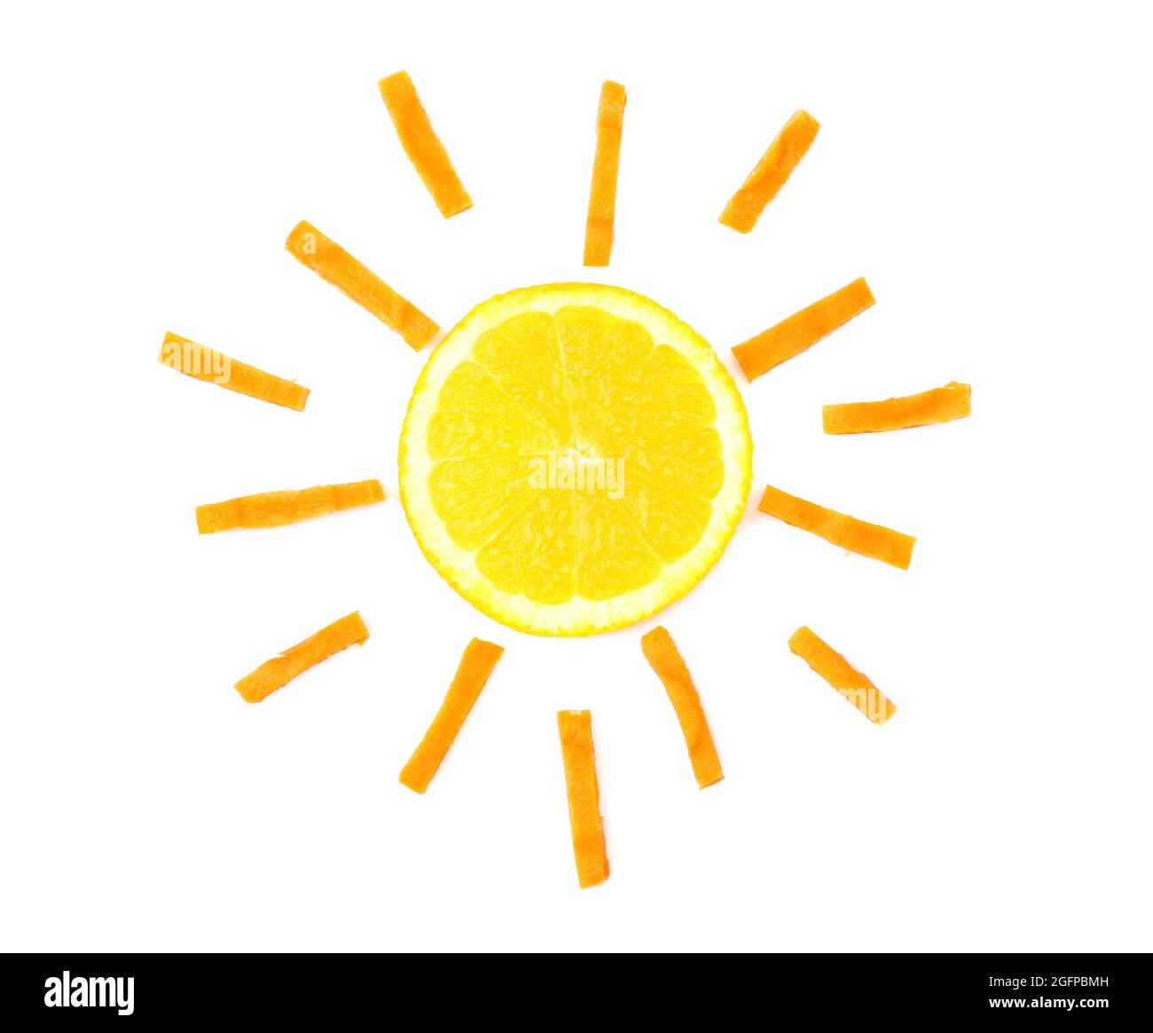 Sun made of food on white background Stock Photo - Alamy