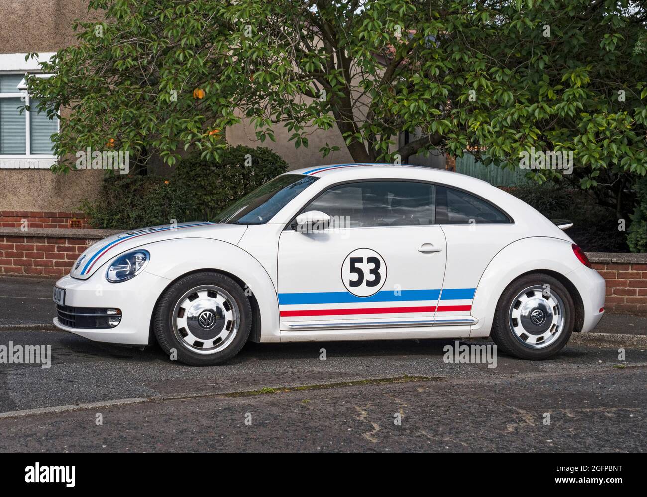 Volkswagen Beetle motor car sporting the number 53 parked in the UK ...