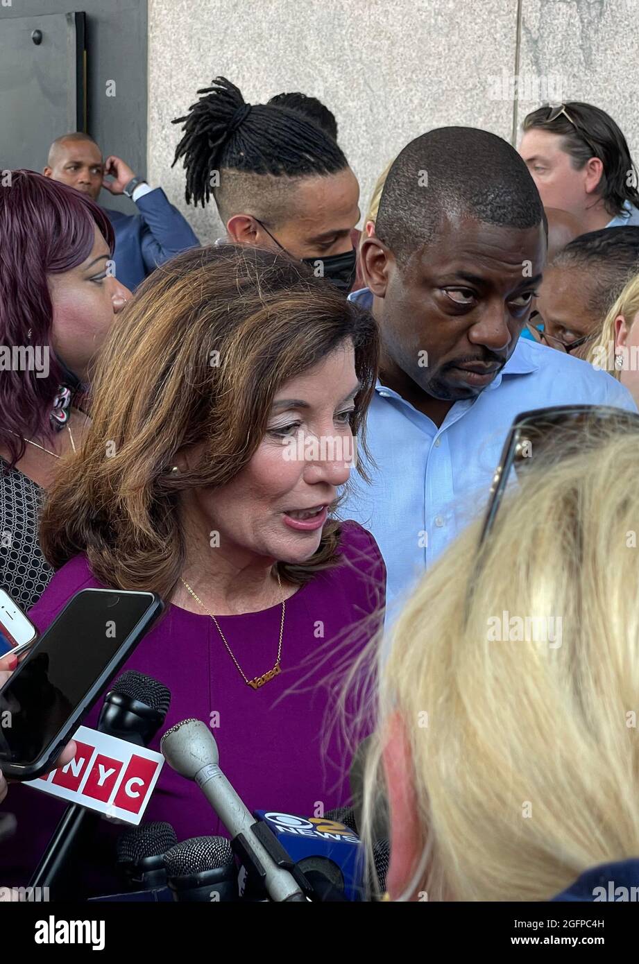 New York, NY, USA. 26th Aug, 2021. Kathy Hochul and Brian Benjamin ...