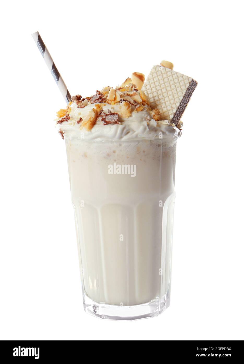 Chocolate milk shake on white background Stock Photo - Alamy