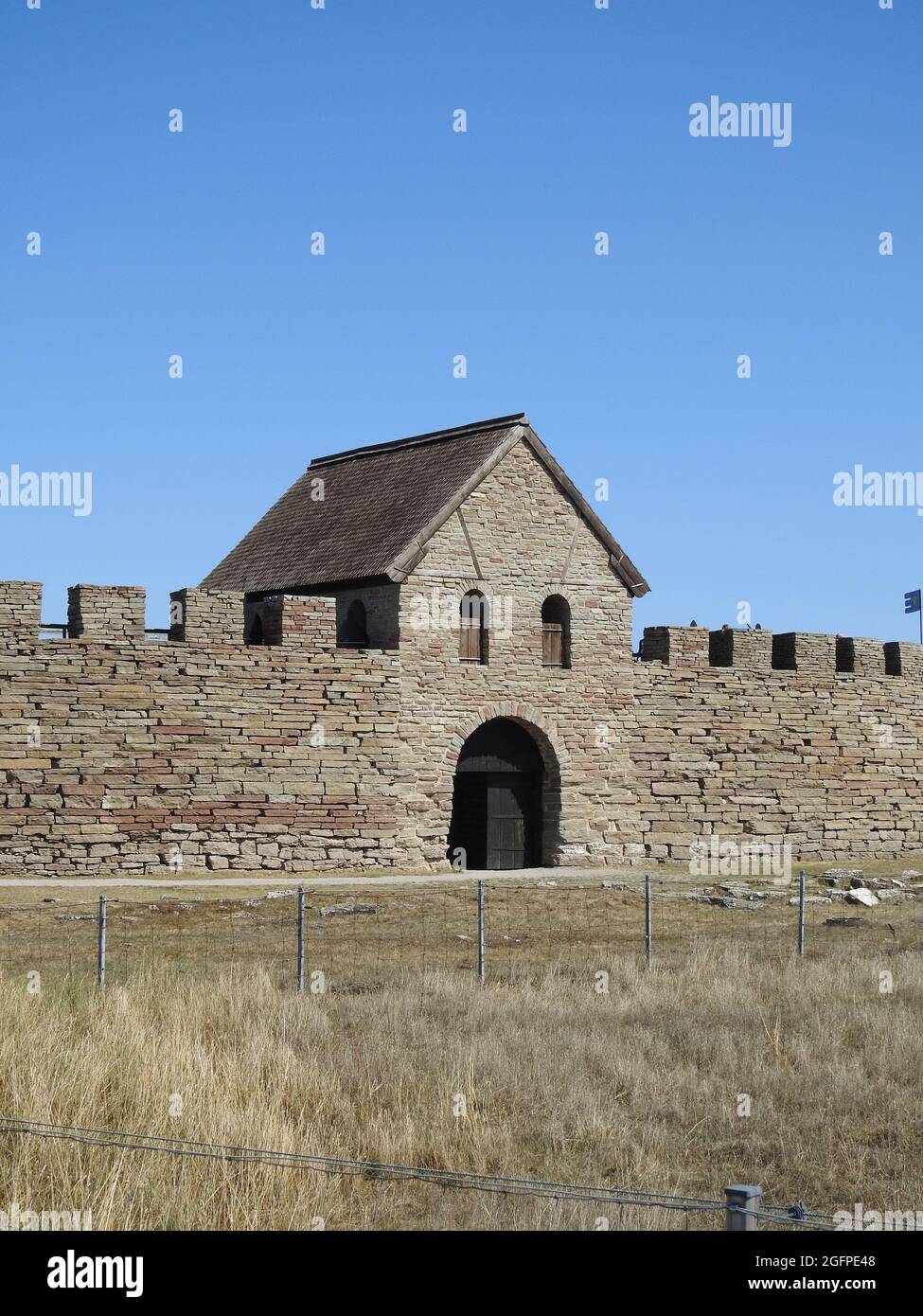 Vertical shot of Eketorp Fort in Sweden Stock Photo - Alamy