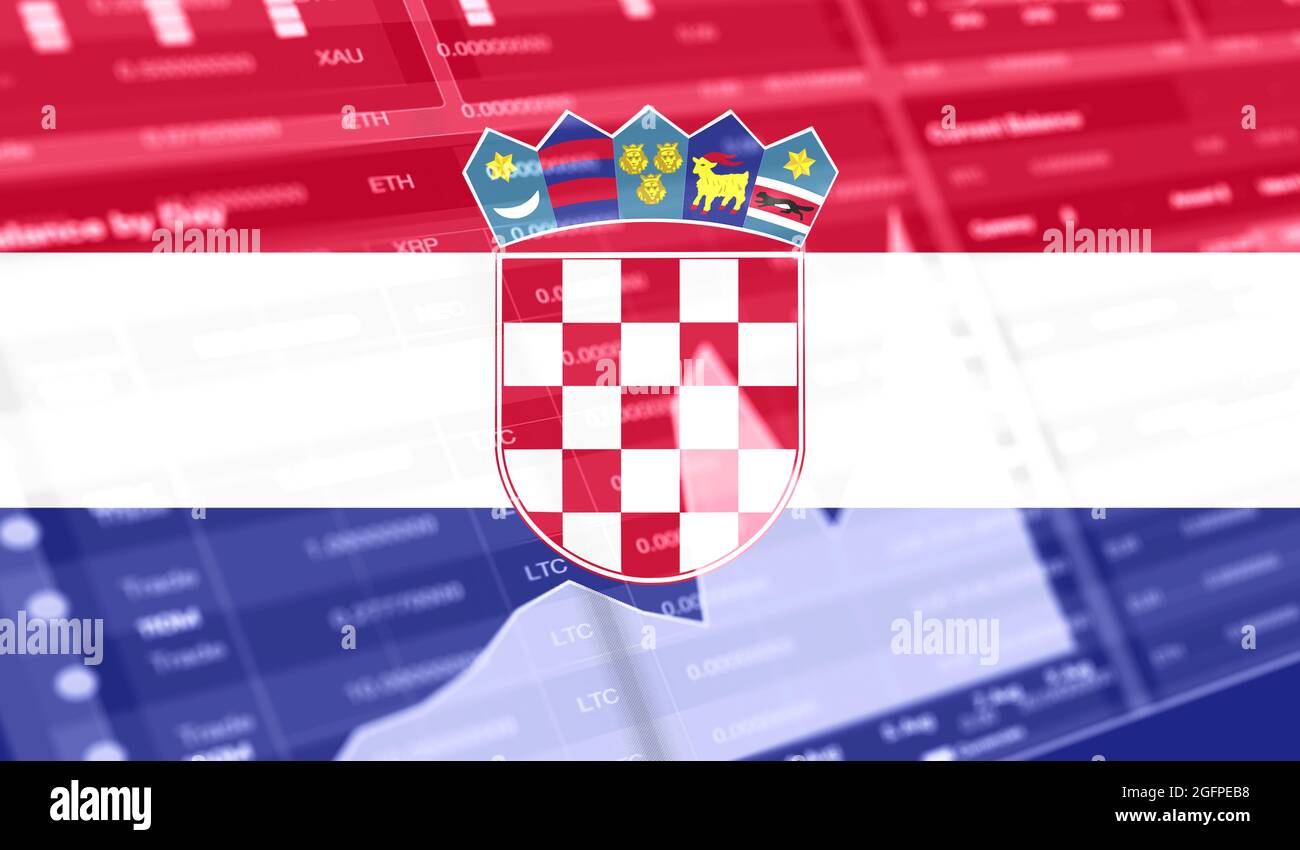 flag of Croatia and Stock market graph bar. Cryptocurrency. Bitcoin ...
