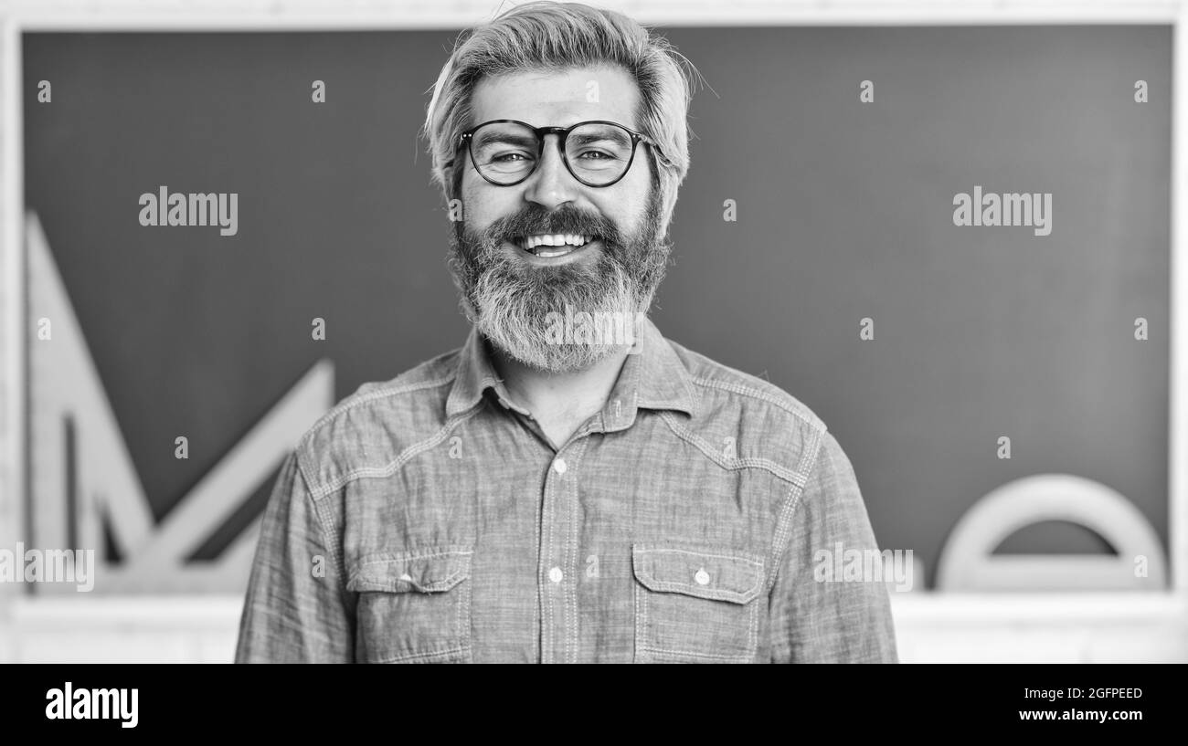 Talented pedagogue. Private lesson. Back to school. Man teacher ...