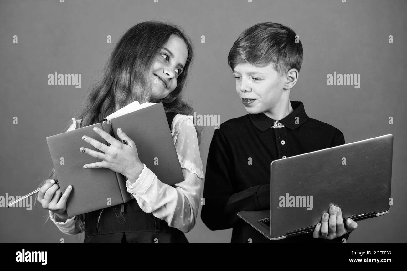 Lesson period. Small children have lesson of information. Little girl ...