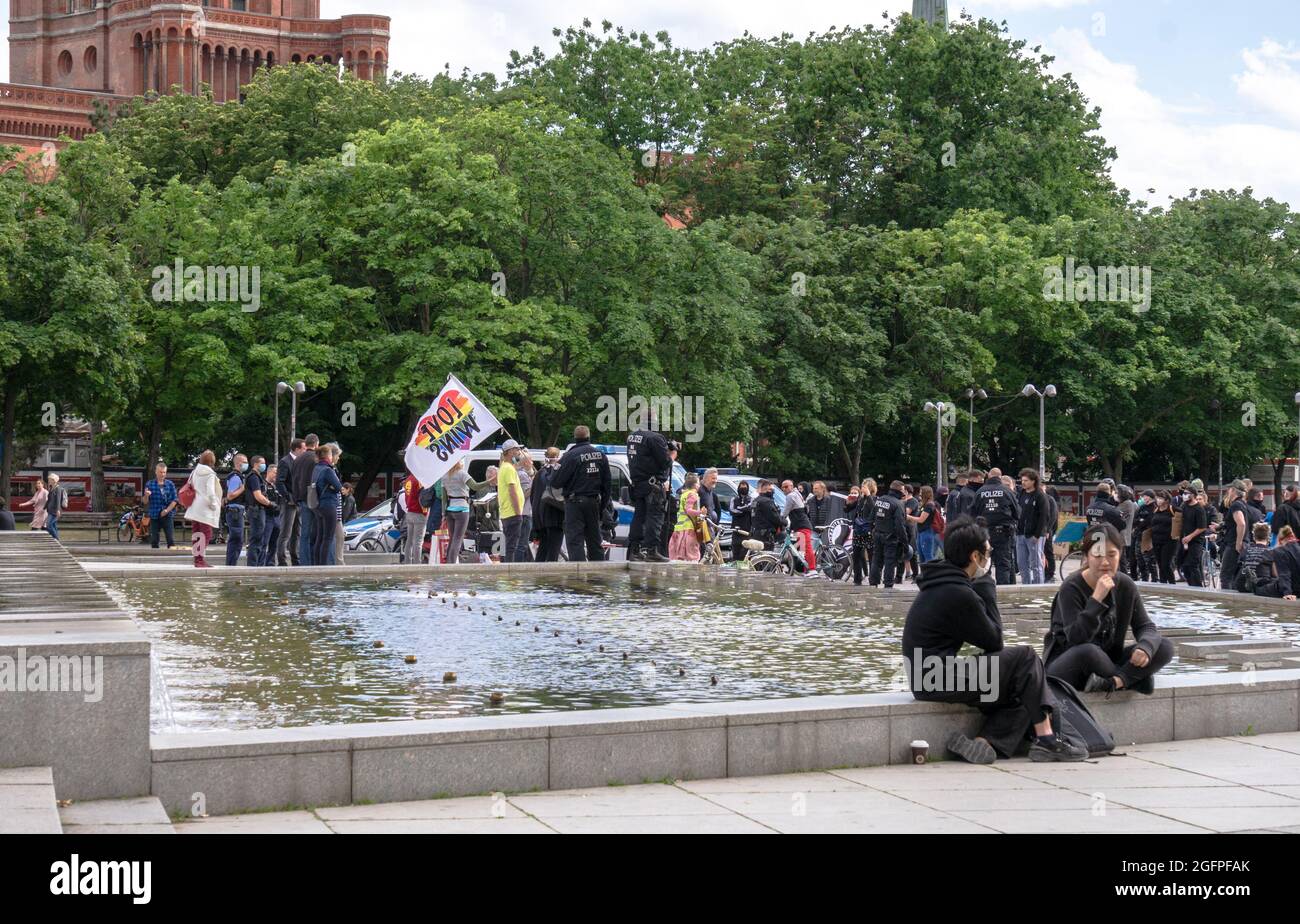 Demonstration Berlin Germany at the Alexanderplatz Stock Photo - Alamy