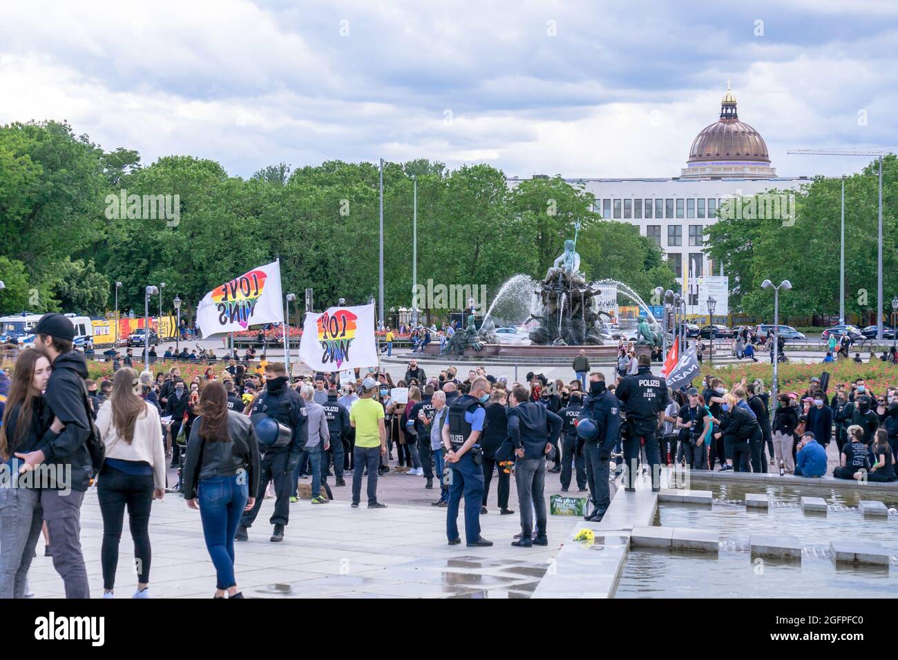 Demonstration Berlin Germany at the Alexanderplatz Stock Photo - Alamy