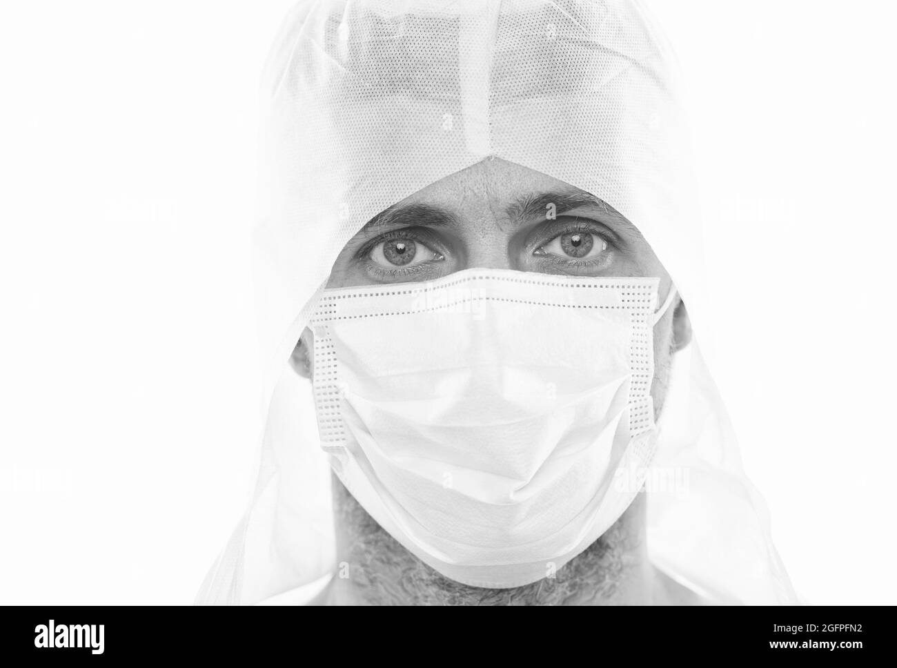 male doctor epidemiologist wearing respirator mask and safety ...