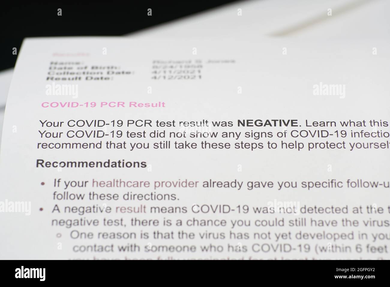 Negative Test Certificate High Resolution Stock Photography and Images ...
