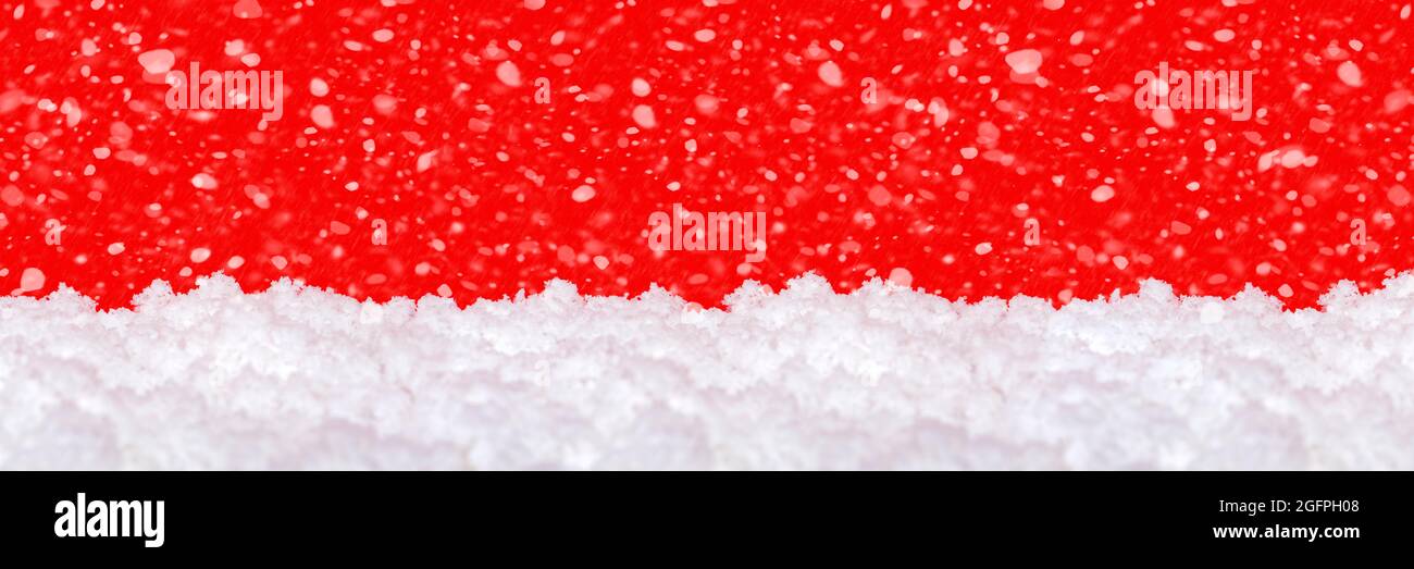 Snow on a red background. Falling snow. Christmas theme, large format ...