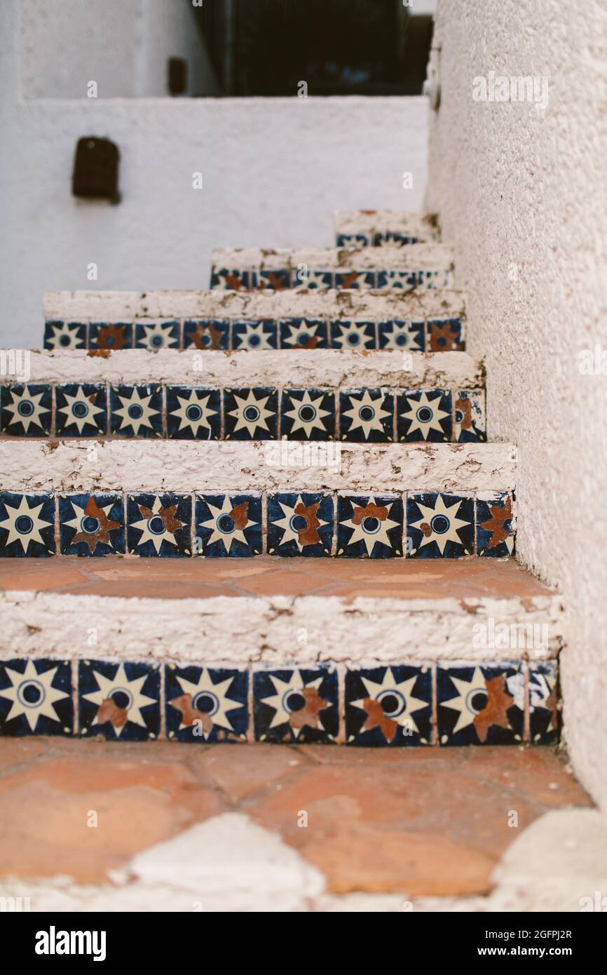 Vertical shot of stairs of an aged building in Baja California, Mexico ...