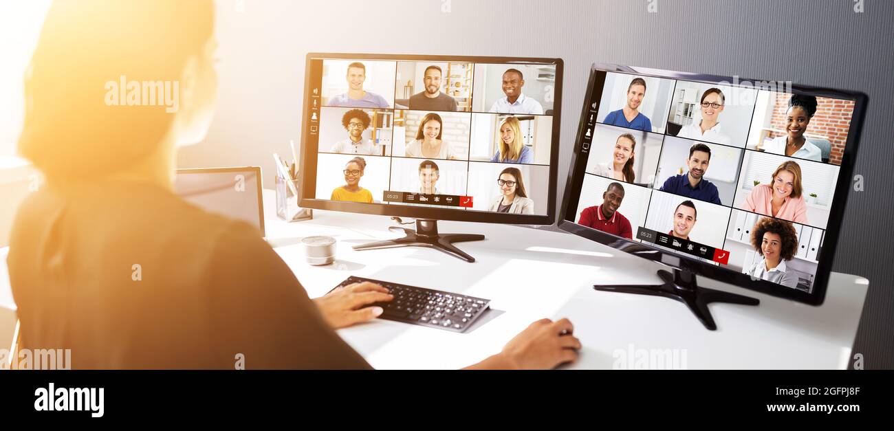 Virtual Remote Business Staff Training Meeting Presentation Stock Photo ...