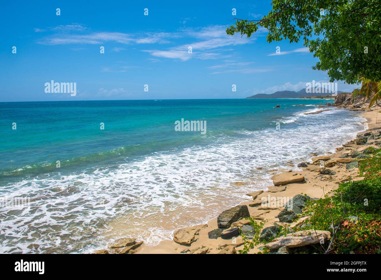 Scenic view of the ocean from a tropical beach - Puerto Rico Stock ...