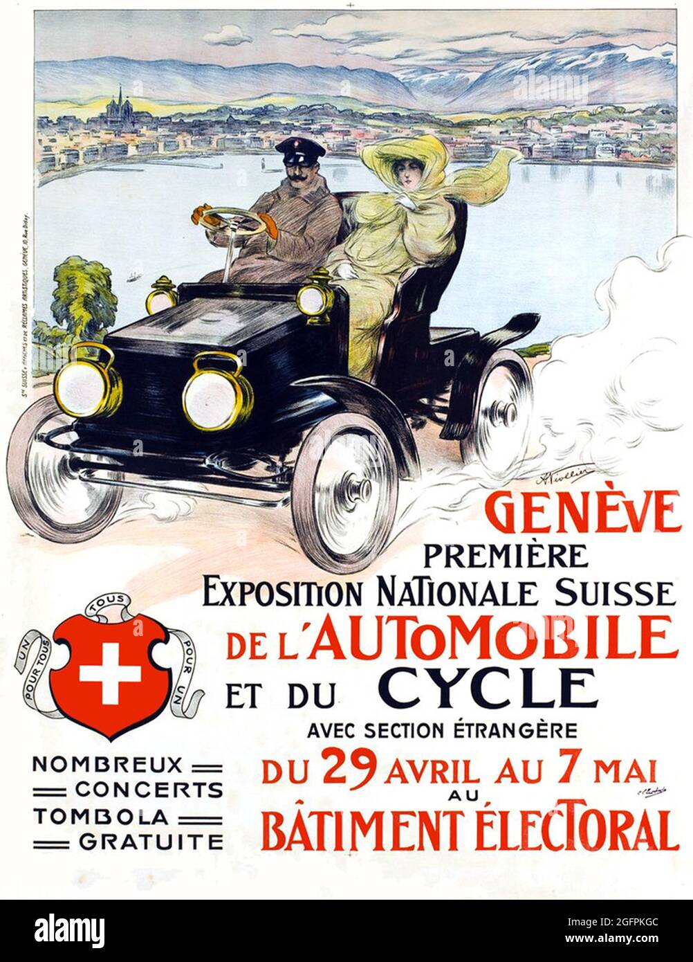 Click On Vintage Swiss automobile poster - Automobile & Bicycle ...