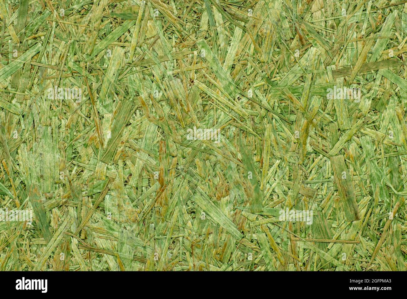 Green textured oriented strand board background close up for banner and ...