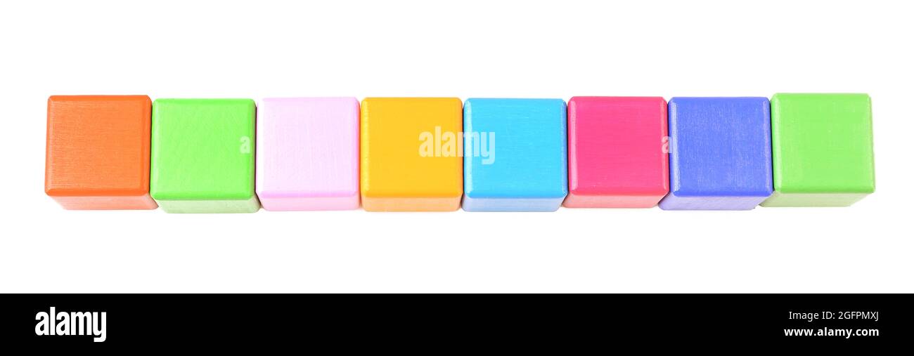 Empty colorful cubes on white background Stock Photo - Alamy