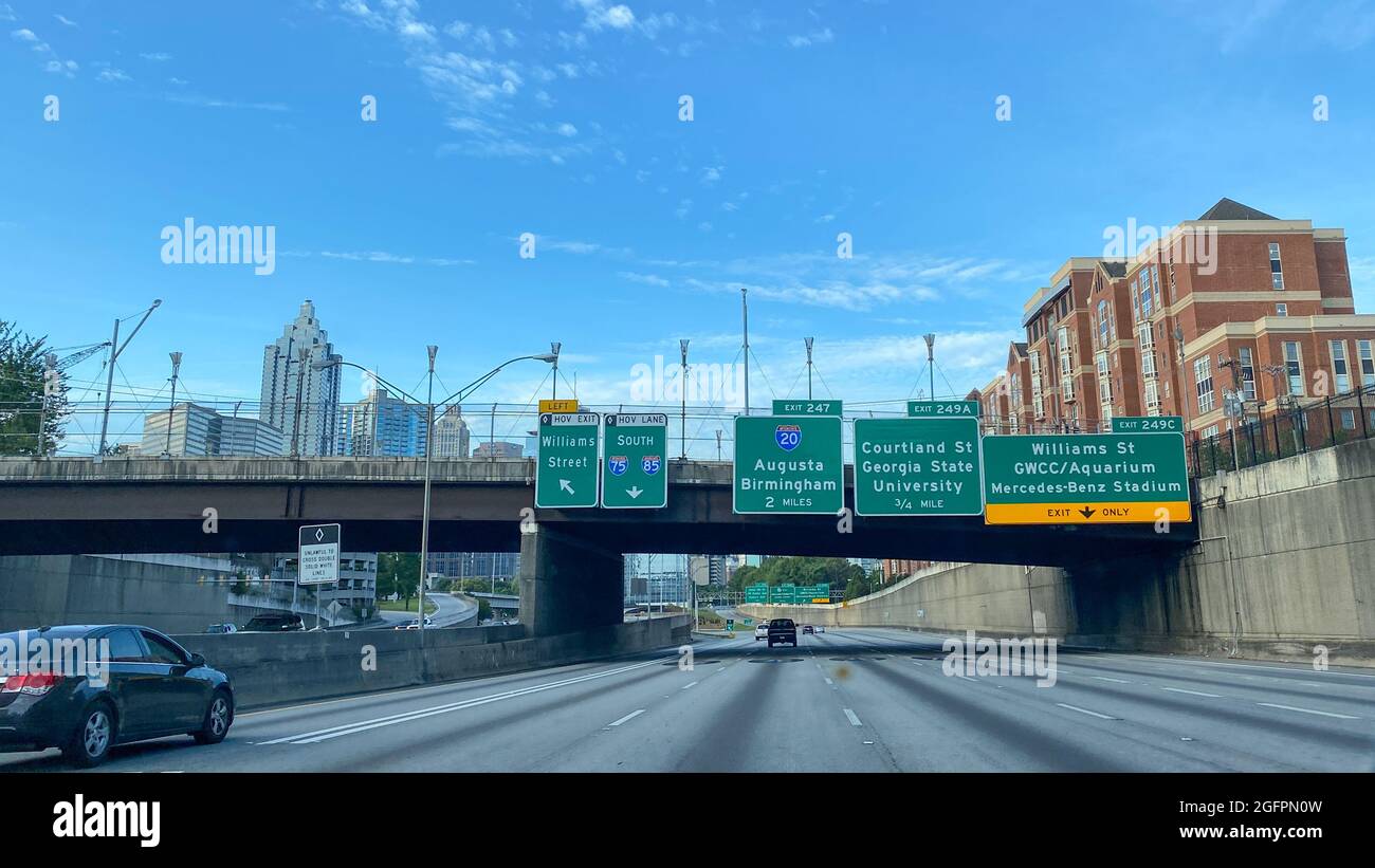 Atlanta, GA USA - May 25, 2021: The Atlanta, Georgia skyline with road ...