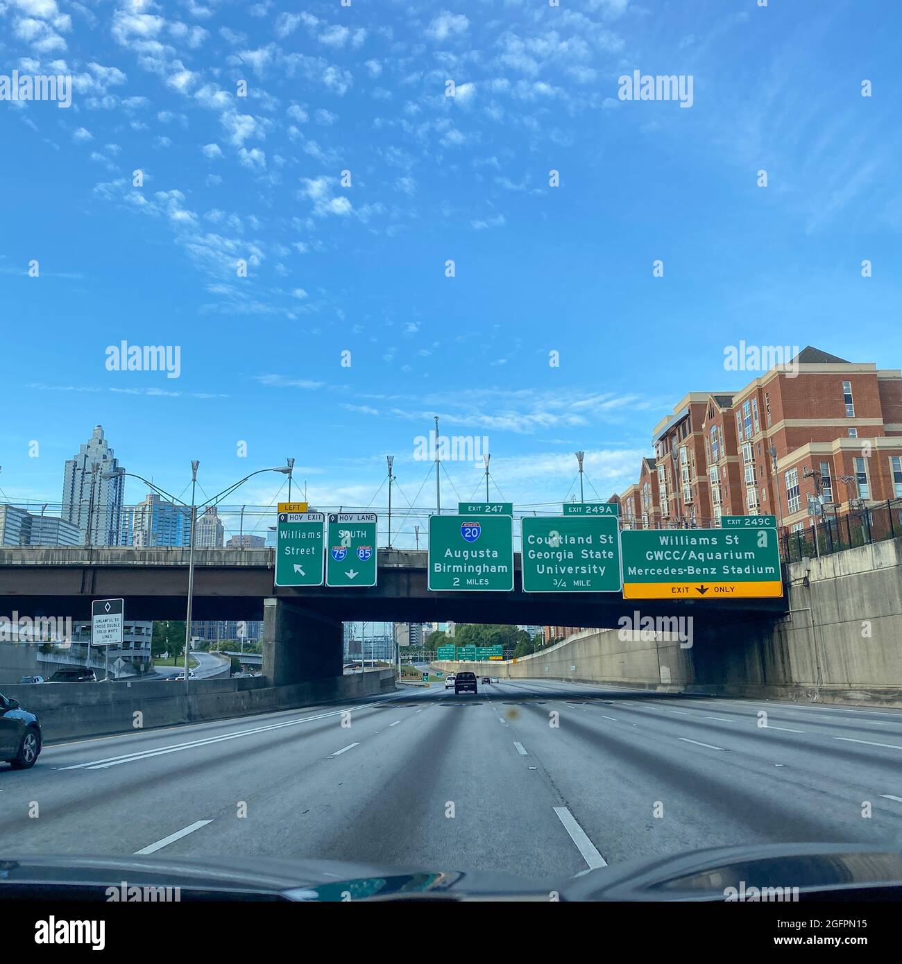 Atlanta, GA USA - May 25, 2021: The Atlanta, Georgia skyline with road ...