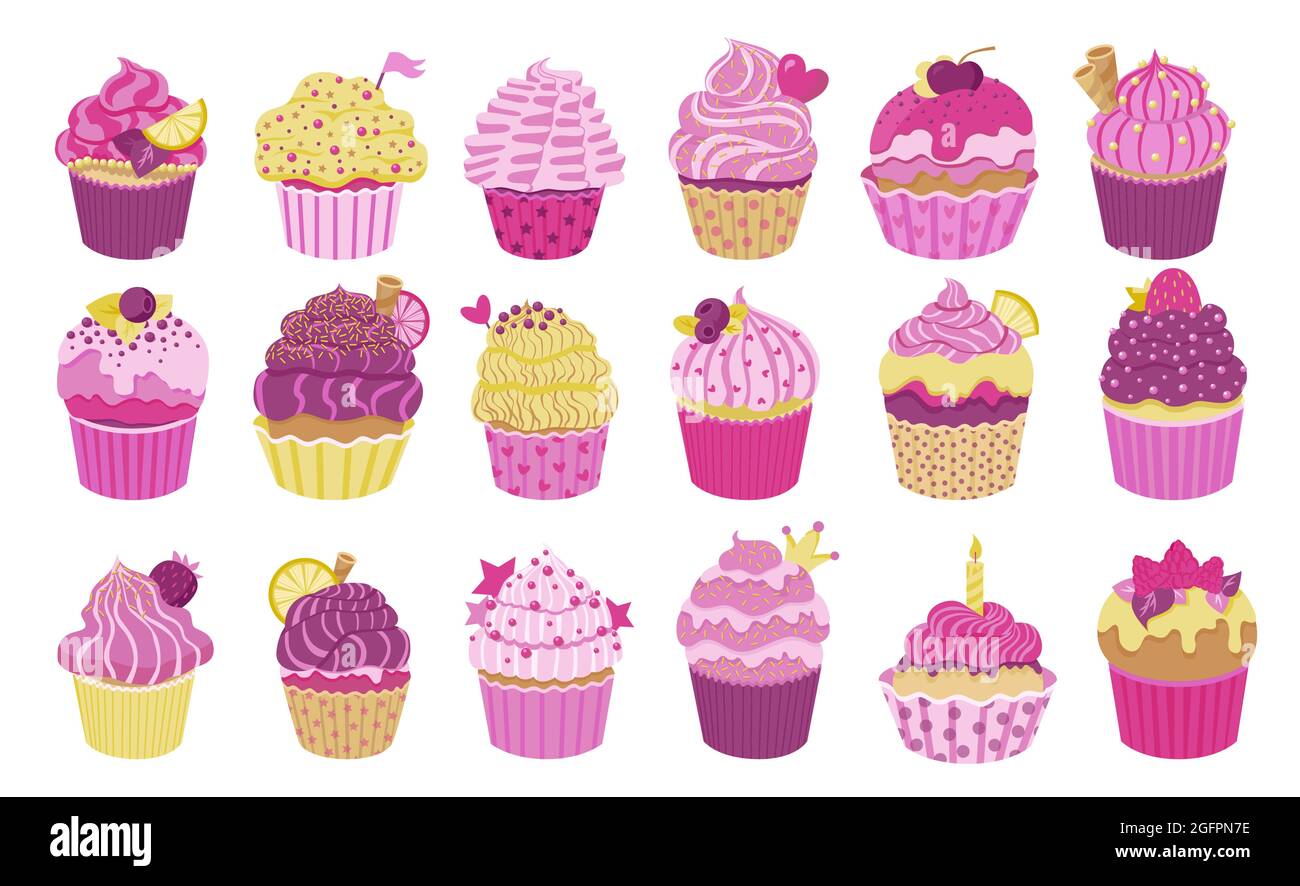 Pink and purple cupcakes Stock Vector Images - Alamy