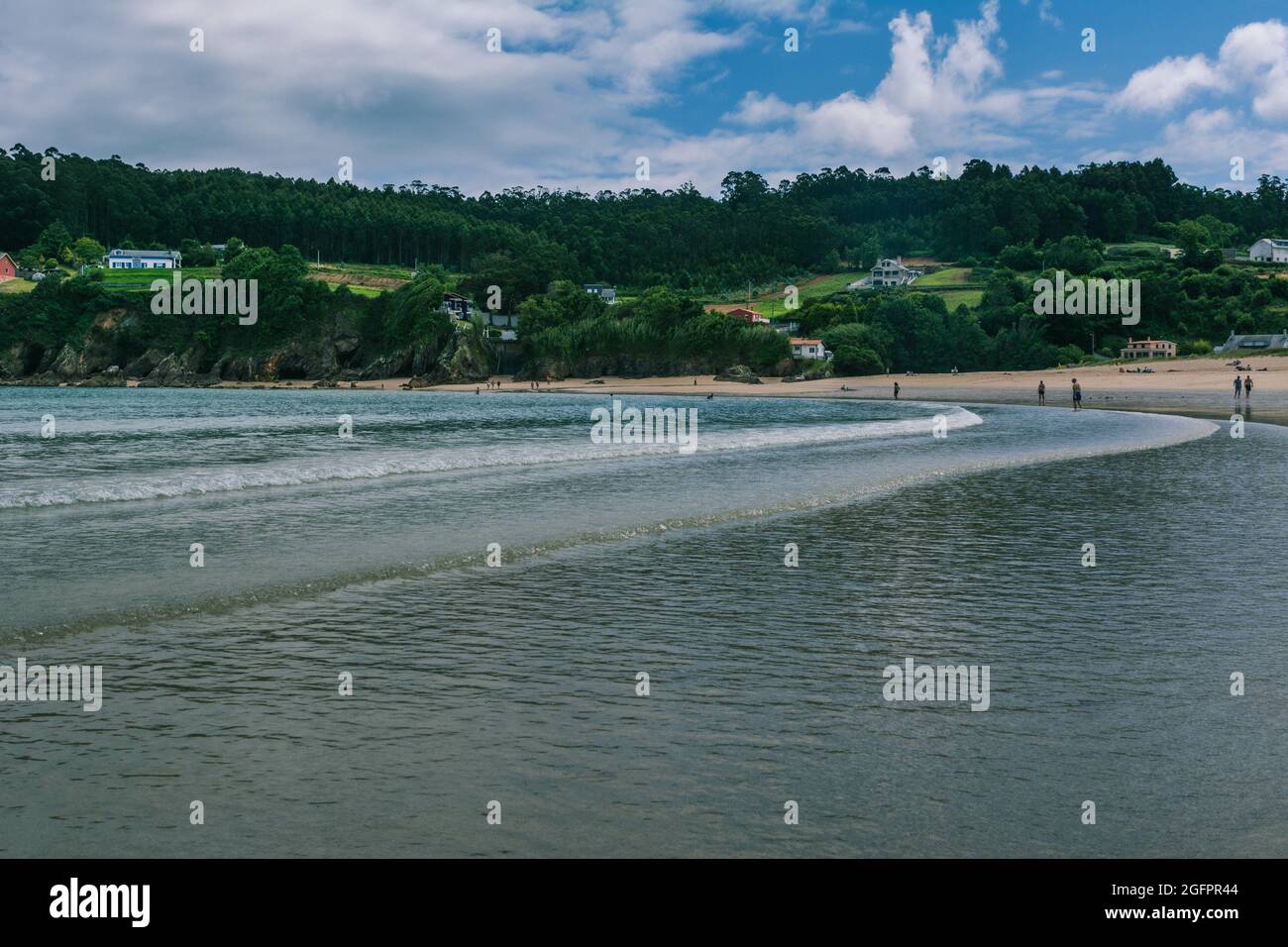 Shot of the sea waves washing the Xilloi beach in Lugo, Spain Stock ...