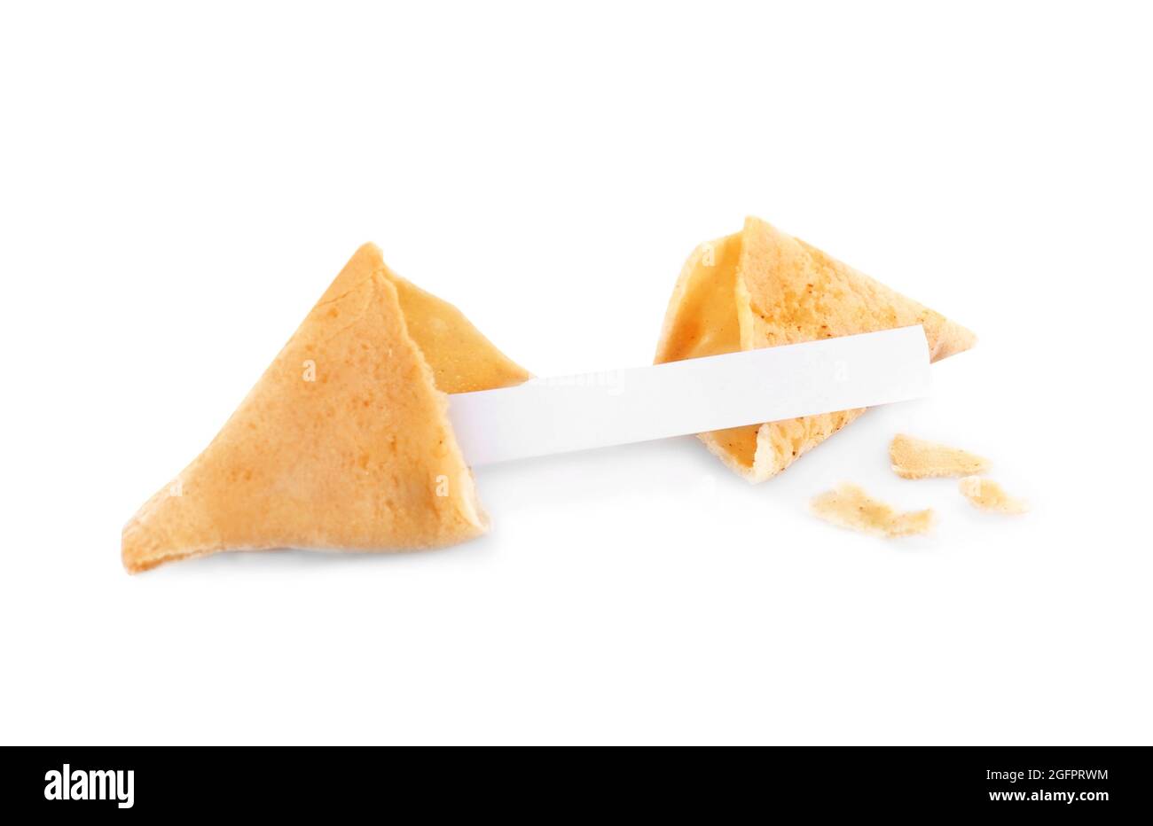 Fortune cookie with blank message isolated on white Stock Photo - Alamy