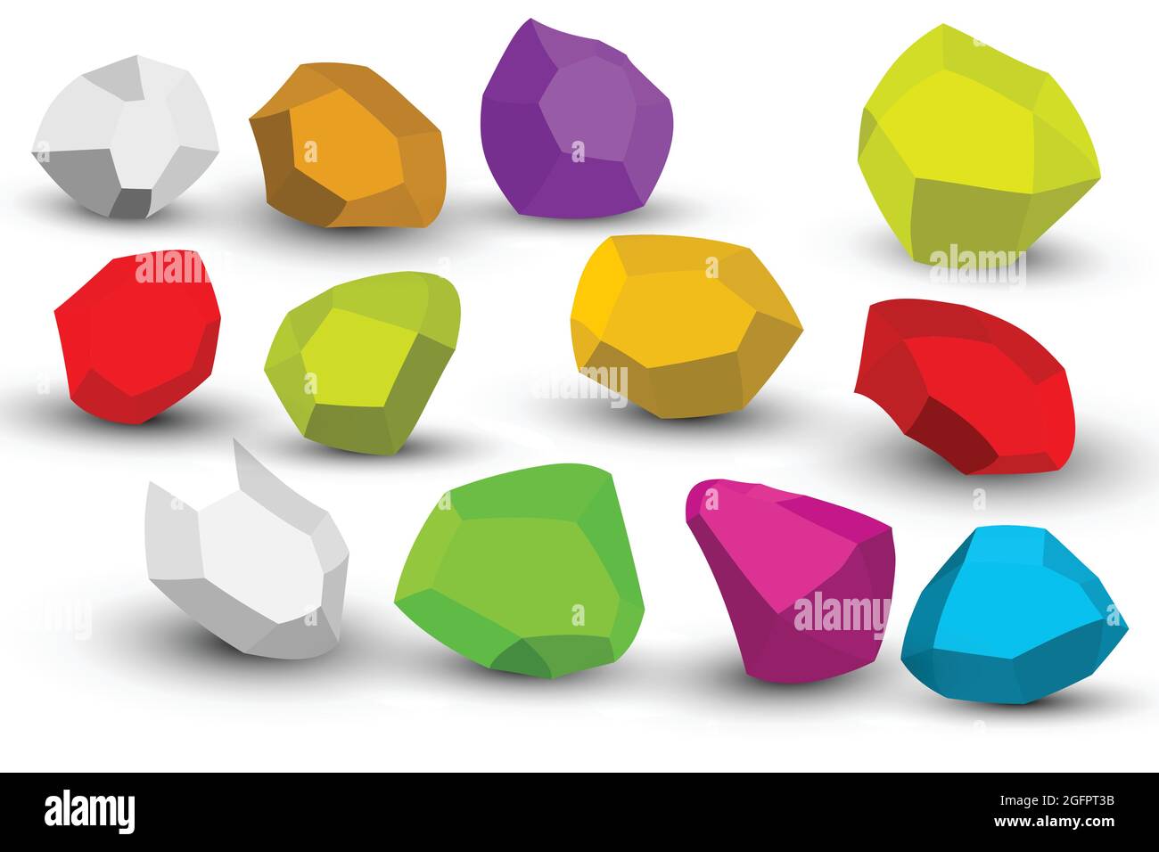 Cartoon stones. Rock stone isometric set. Colorful boulders, natural ...