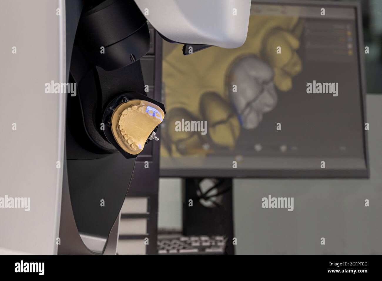 CAD CAM equipment modern extraoral laboratory dental scanner. Selective ...