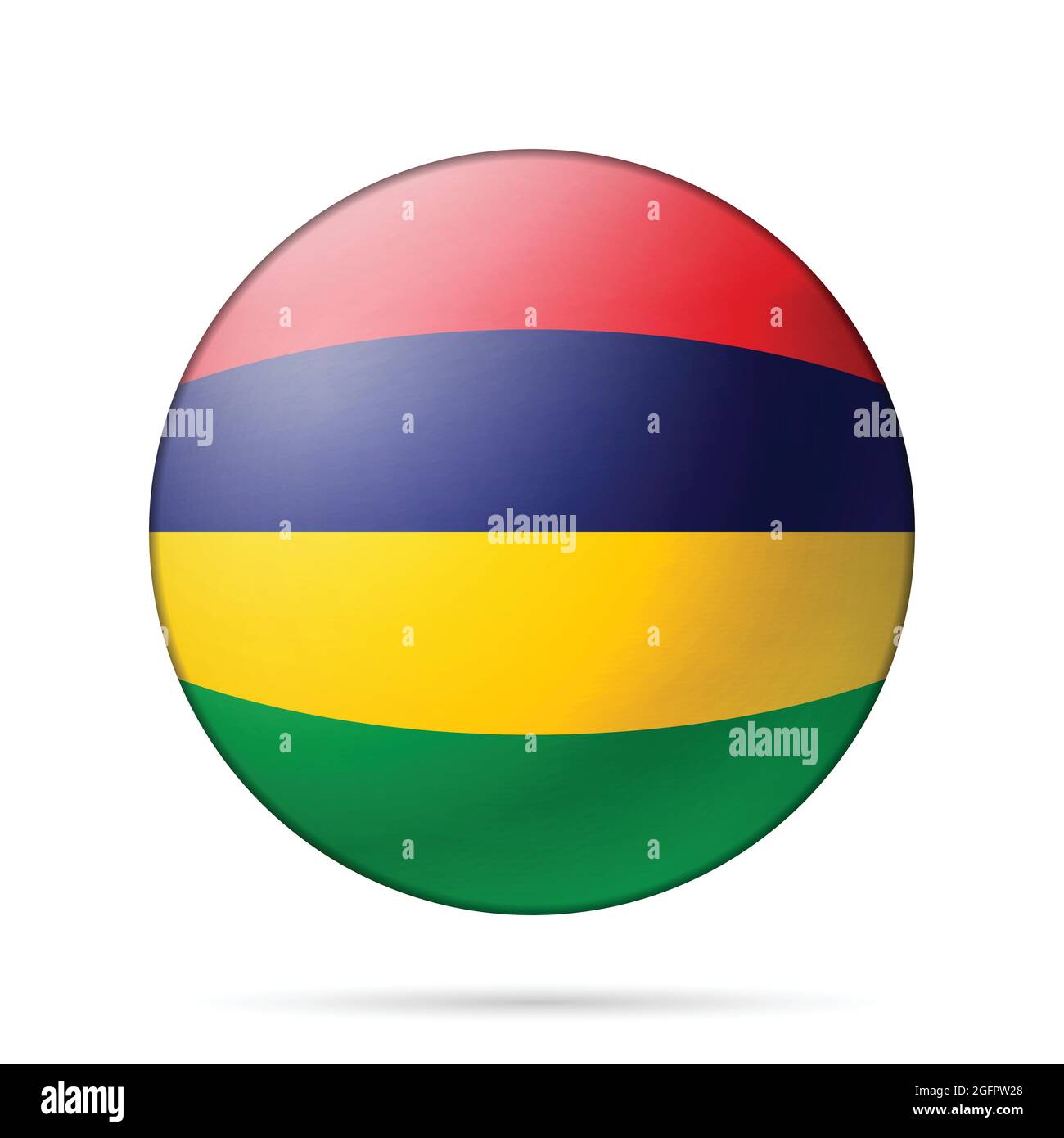 Glass light ball with flag of Mauritius. Round sphere, template icon ...
