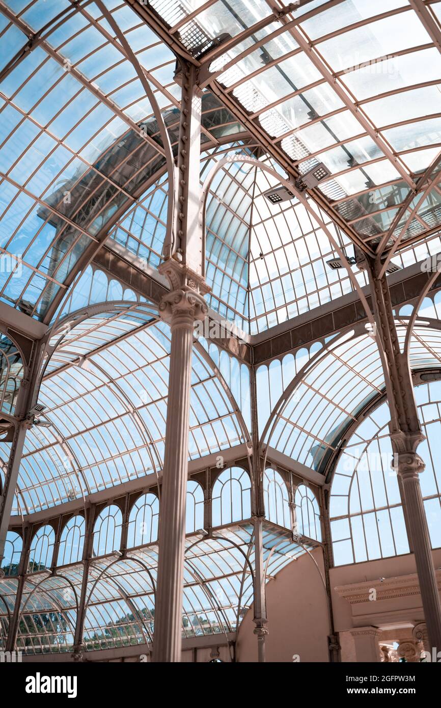 Beautiful view of the transparent windows and walls with columns inside ...