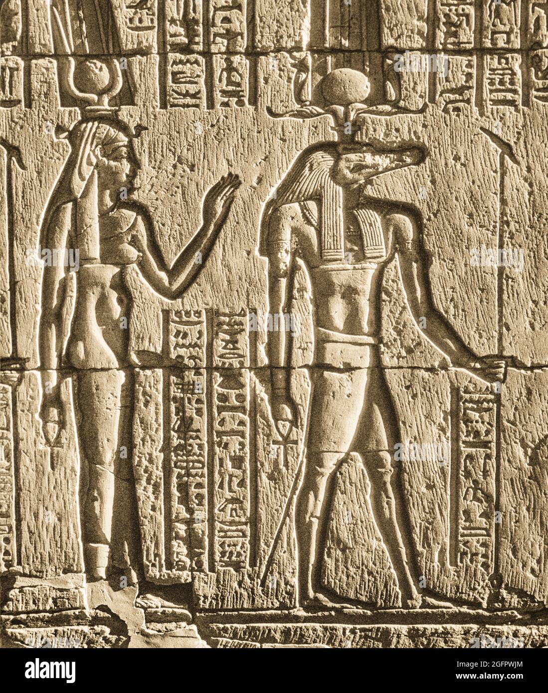Egypt, December 1967., Kom Ombo Relief Carving in Stone, God Sobek on ...