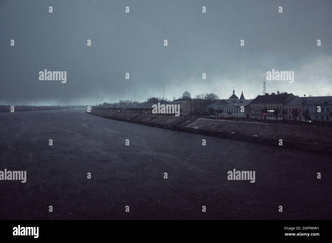 Volga river in Tver, Russia, spring day Stock Photo - Alamy