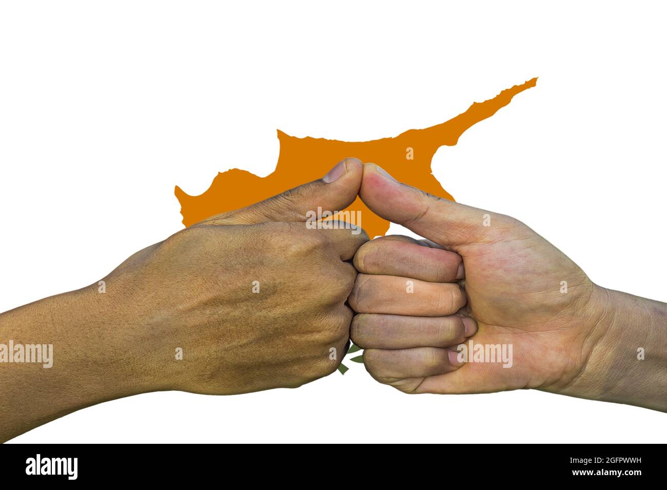 Flag of Cyprus, intergration of a multicultural group of young people ...