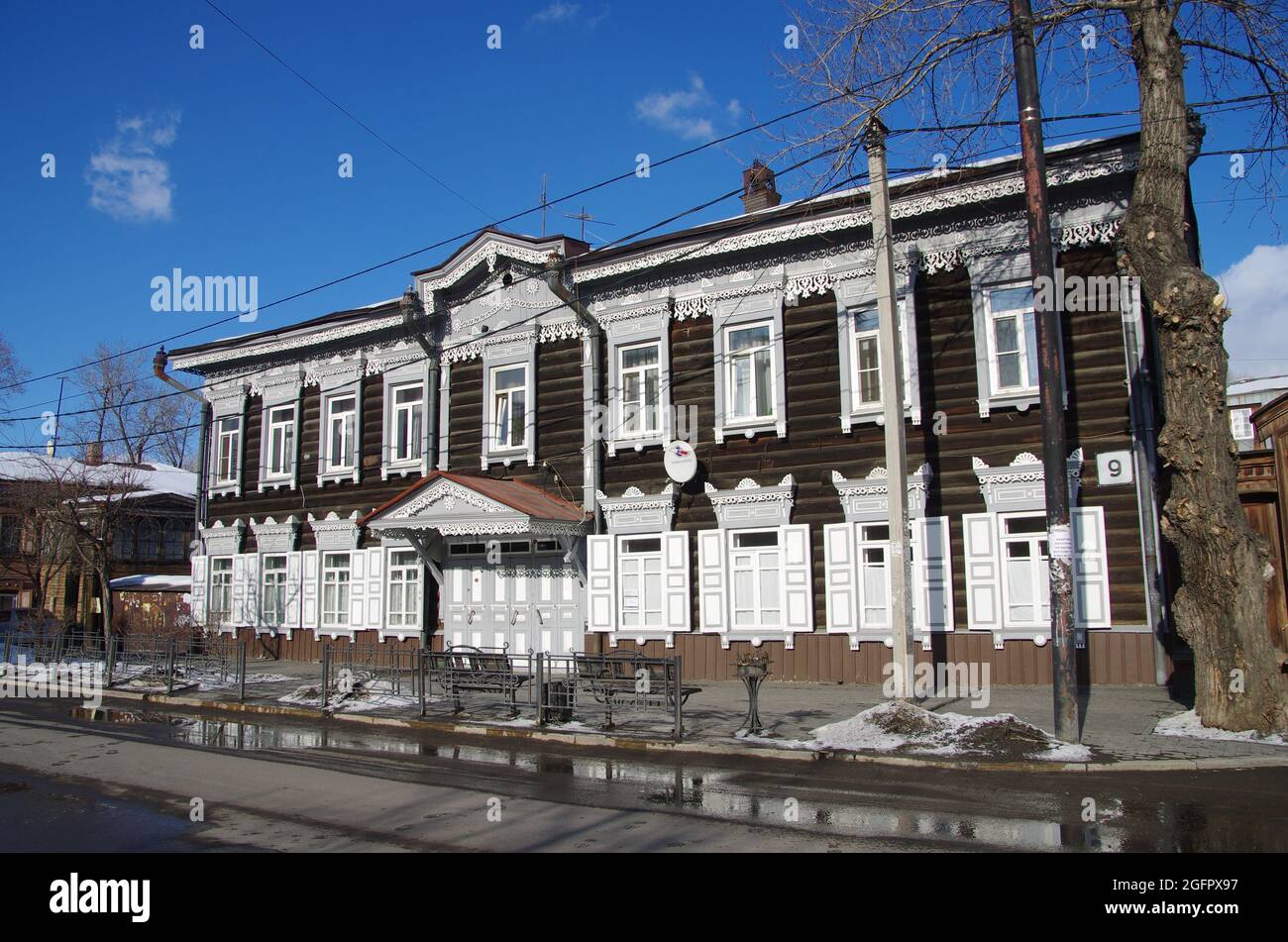 Traditional house in Irkutsk in Siberia, Russia Stock Photo - Alamy