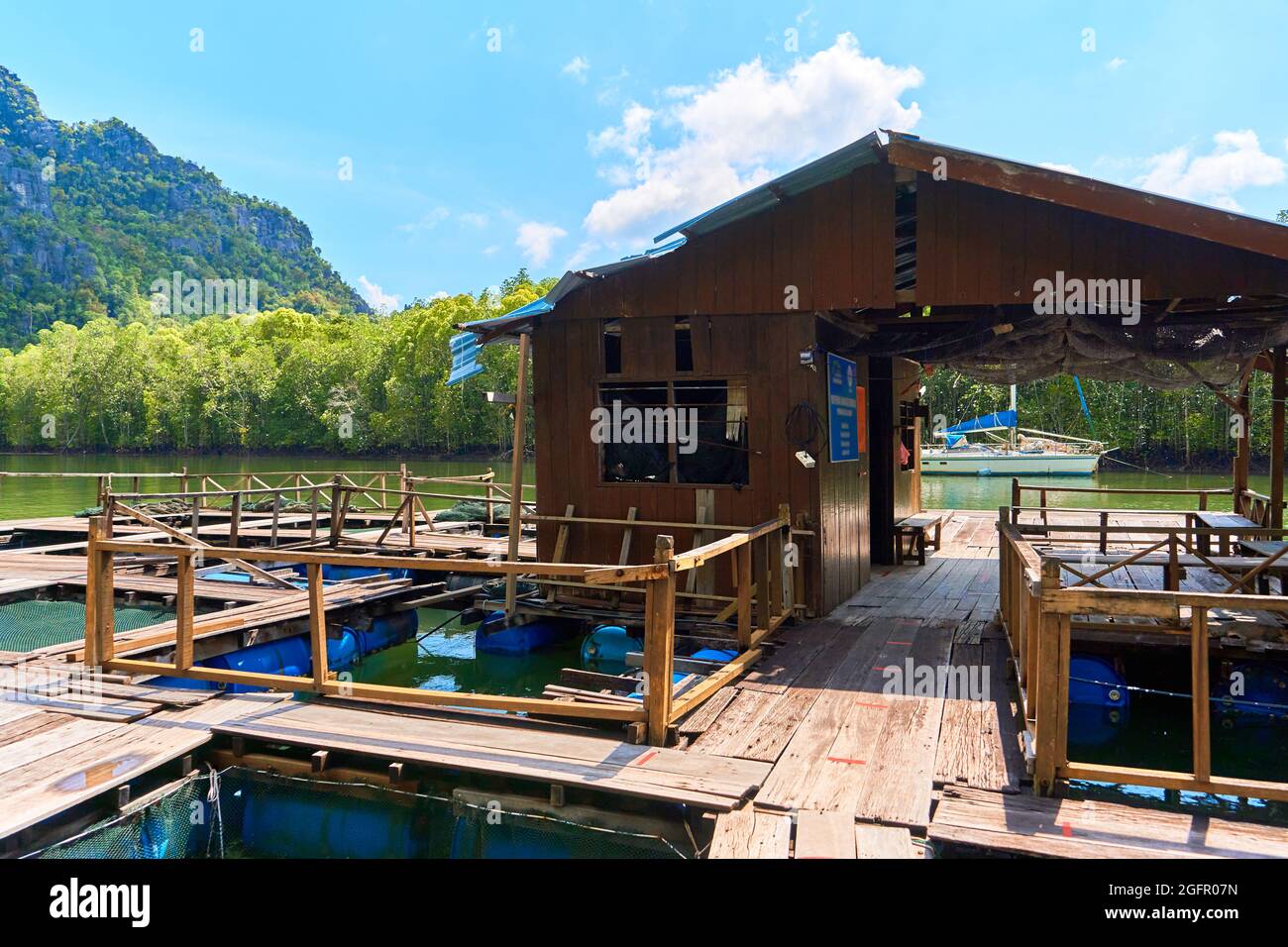 A floating fish farm on the island of Langkawi in Malaysia Stock Photo ...